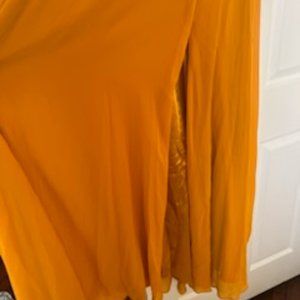 Lulus | Dresses | Romantically Speaking Mustard Yellow Cowl Laceup Maxi ...